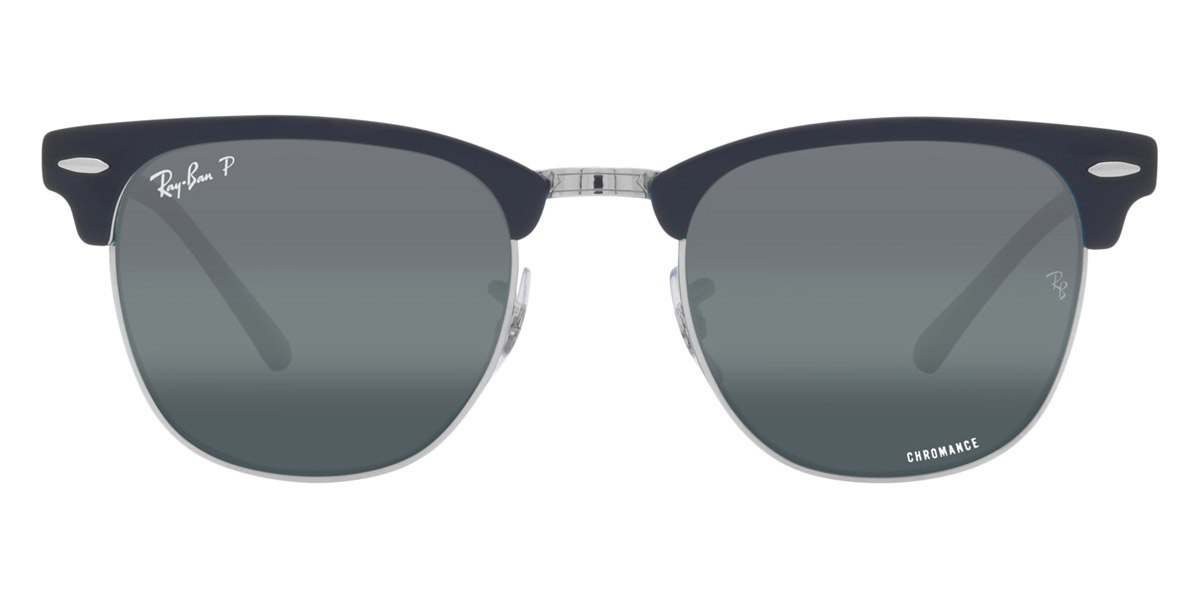 Ray Ban™ Clubmaster Metal Rb3716 9254g6 51 Silver On Blue Sunglasses